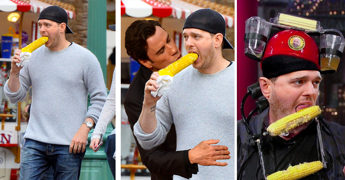 Bublé no sabe comer elote y desata Batalla de Photoshop
