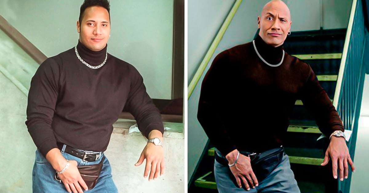 The Rock recrea su clásica foto de los 90