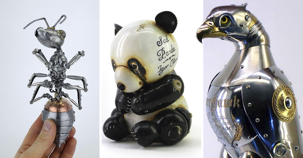 Artista crea esculturas solo usando metales reciclados