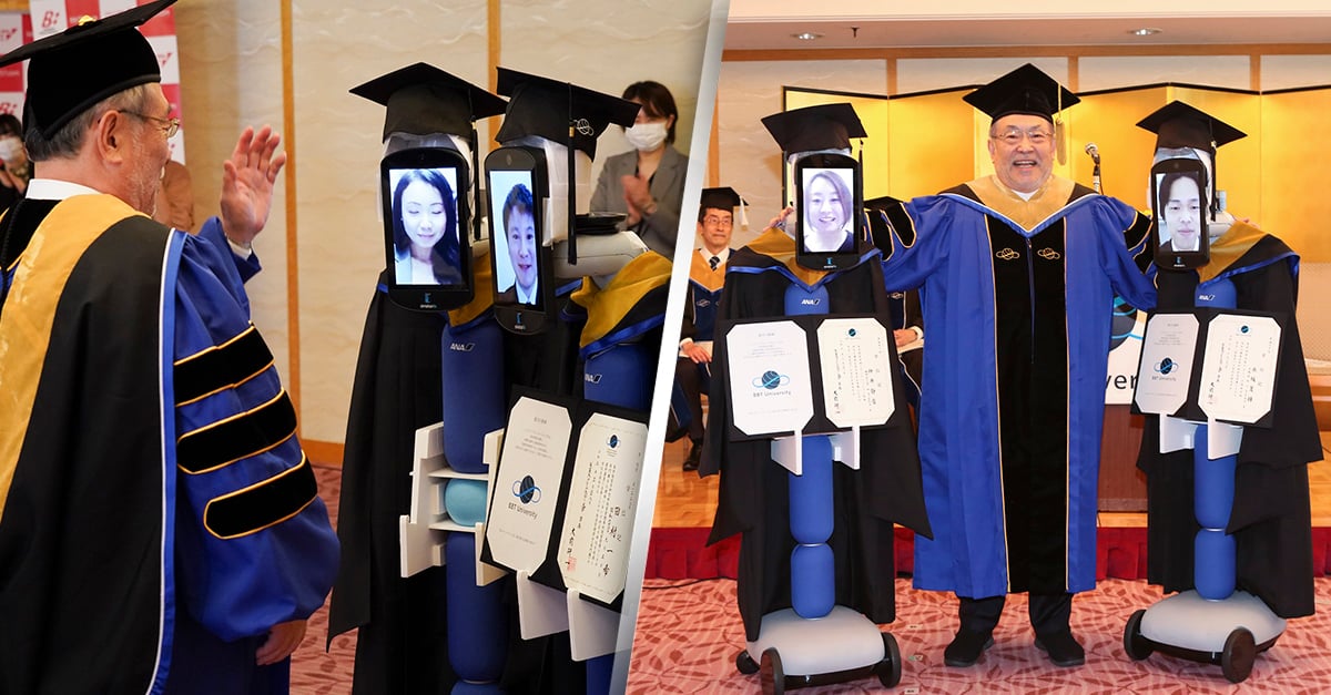 Estudiantes de una universidad en Japón asisten a su graduación usando ...