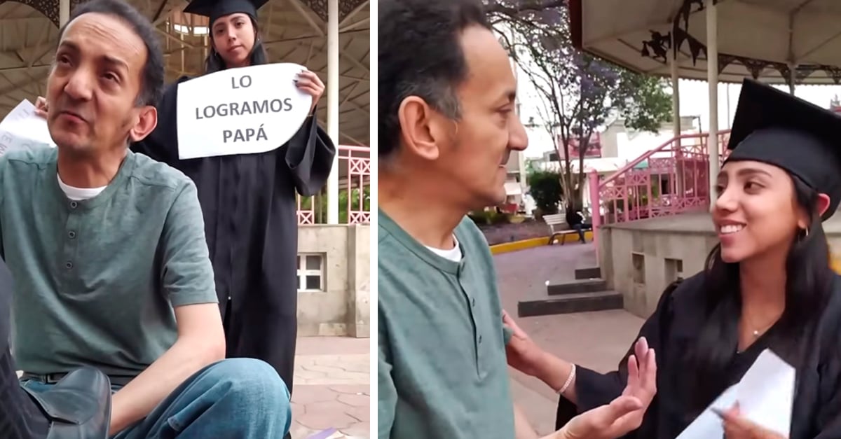 Una joven sorprende y agradece a su padre con su graduación Una joven sorprende y agradece a su padre con su graduación