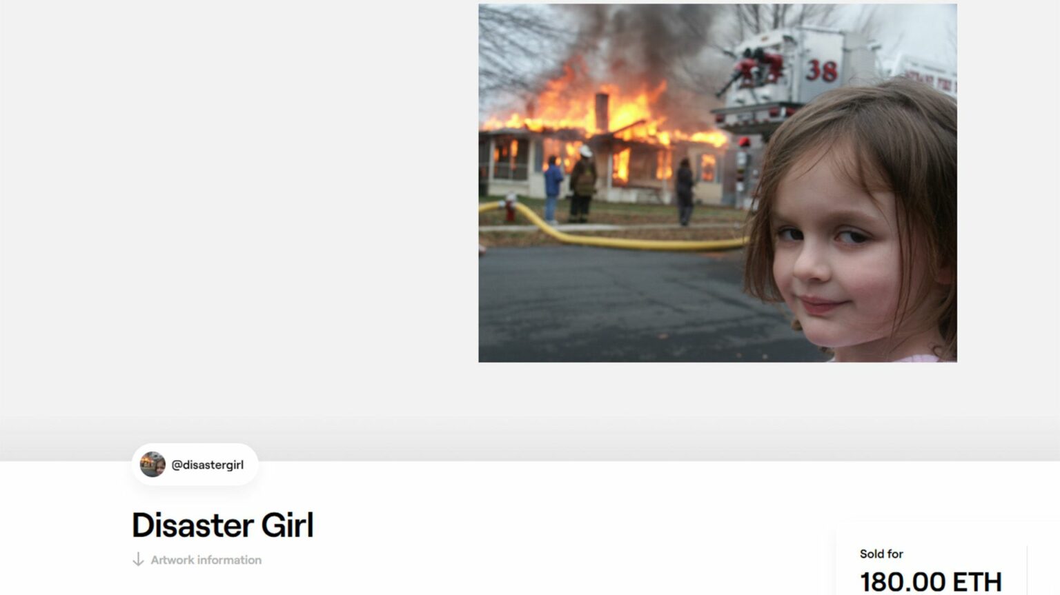 Meme ‘Disaster Girl’ se vendió por una gran cantidad de USD