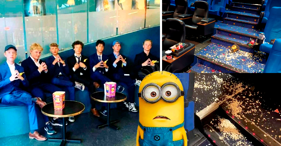 Jóvenes con traje entran a ver Minions y causan desorden