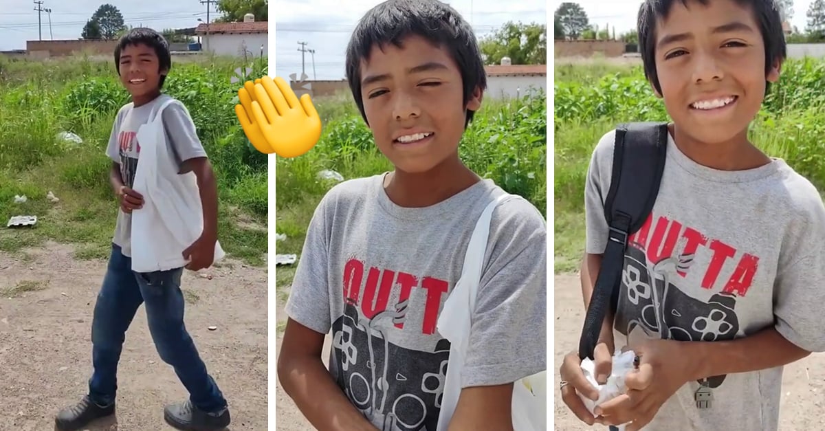 Niño humilde recibe una bicicleta para ir a la escuela