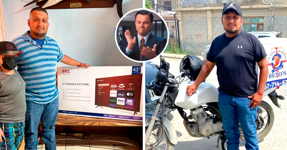 Repartidor regresa dinero a cliente y le dan una TV
