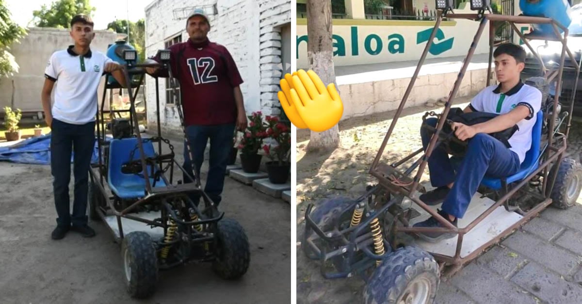 Estudiante crea su propio carro para ir a la escuela