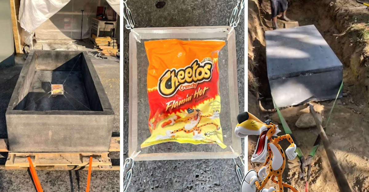 Hizo un ataúd de una tonelada para una bolsa de Cheetos