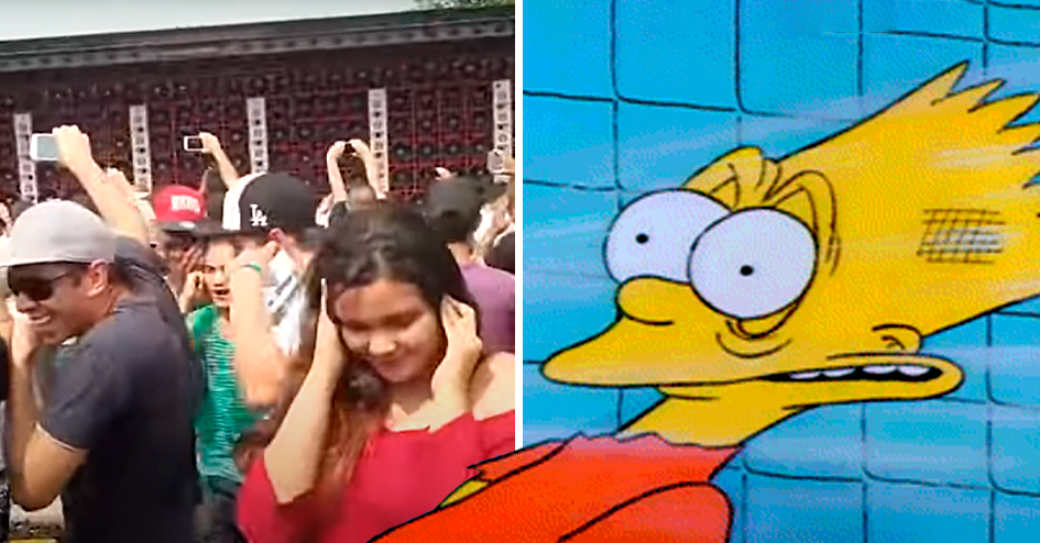 Muro de bocinas arroja fuertes ondas de sonido a los espectadores